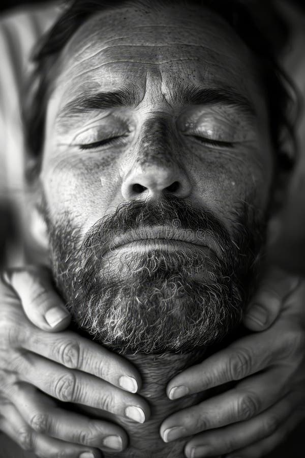 Expert Barber Crafting Sharp Beard Line in Stylish Monochrome Shop with ...