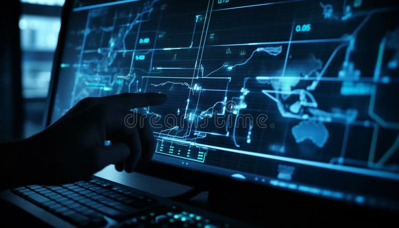 Expert Businessman Analyzing Data on Glowing Chart with Touch Screen ... Expert Businessman Analyzing Data on Glowing Chart with Touch Screen ...