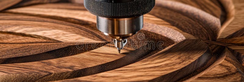 Expert CNC Router Carving Detailed Geometric Patterns into Dark Walnut ...