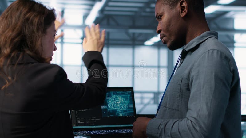 It Expert Coding on Notebook in Server Room Using Artificial Intelligence Stock Video - Video of ...