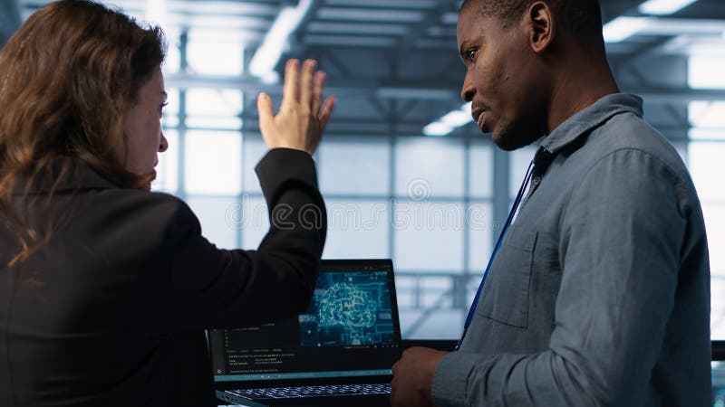 It Expert Coding on Notebook in Server Room Using Artificial ...