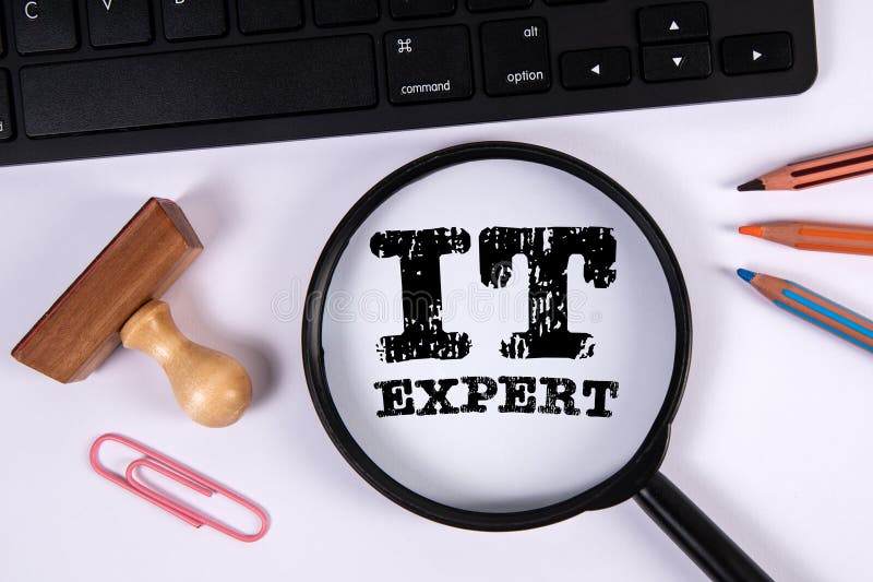 It EXPERT Concept. Computer Keyboard on a White Office Table Stock ...