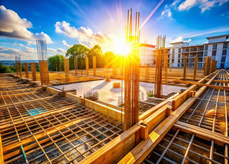 Expert Construction Team Prepares Concrete Forms for Robust Building ...