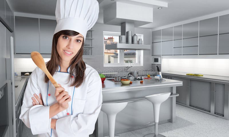 Expert Cook in Great Kitchen Stock Photo - Image of profession, modern ...
