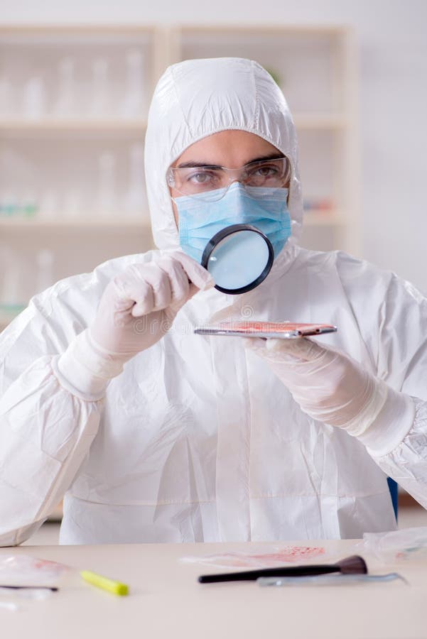 The Expert Criminologist Working in the Lab for Evidence Stock Photo ...