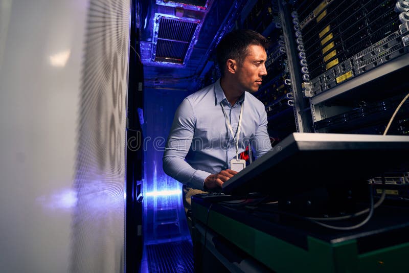 Expert Engineer Focused on Setting Up Server Hardware Stock Image ...