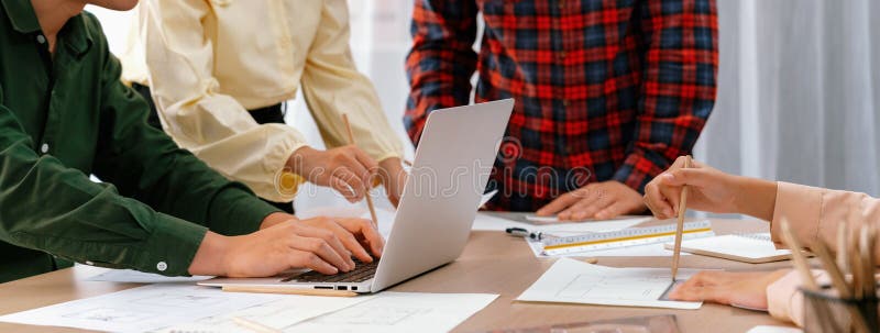 Expert Engineer Team Discussion about Construction Design. Closeup ...