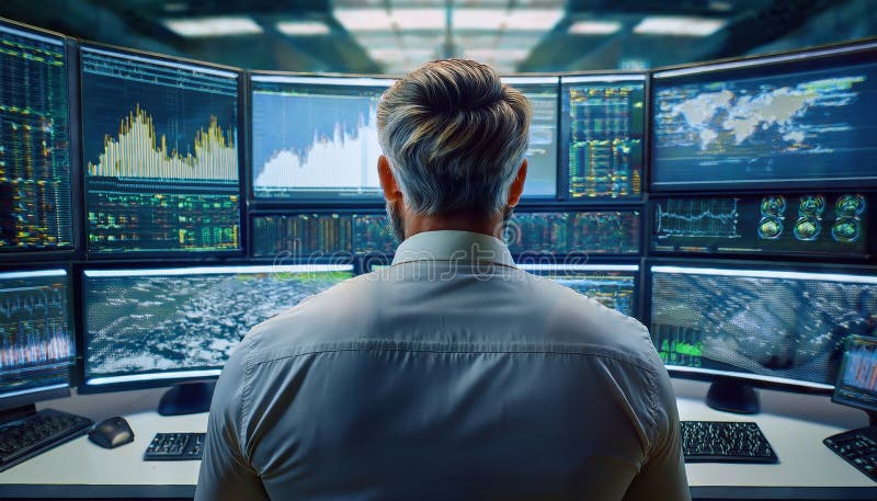 Expert Evaluating Industrial System Performance with Stock Photo ...