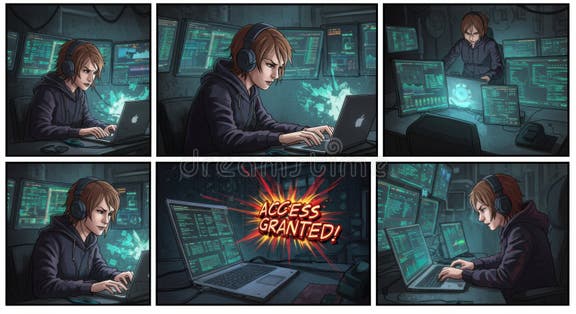 Expert Hacker Engages in Intense Coding Session while Gaining ...