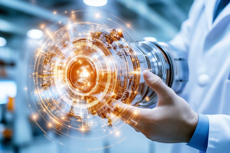 Expert Hands Manipulate a Futuristic Mechanical Component, Highlighting ...