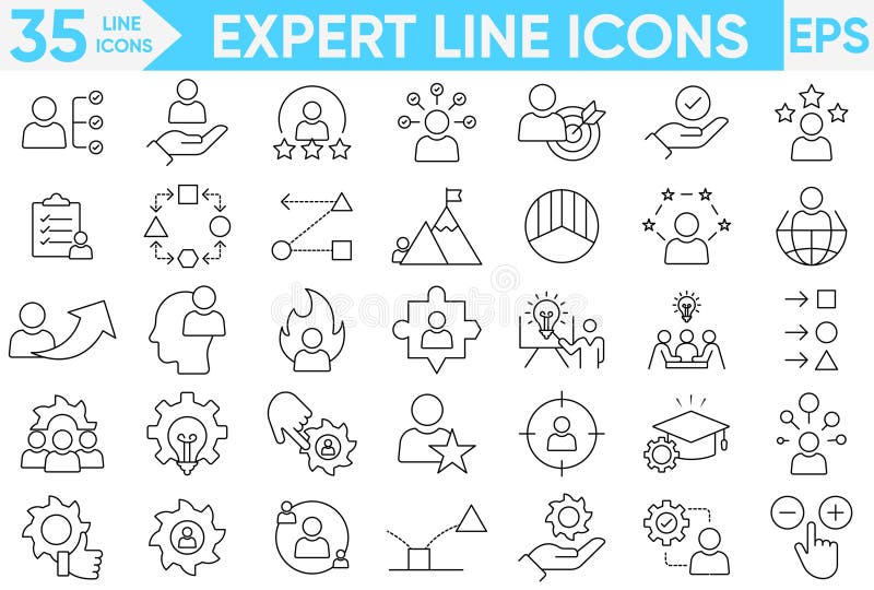 Expert Line Icon Set. Skills, Expertise, Business, Knowledge,competence ...