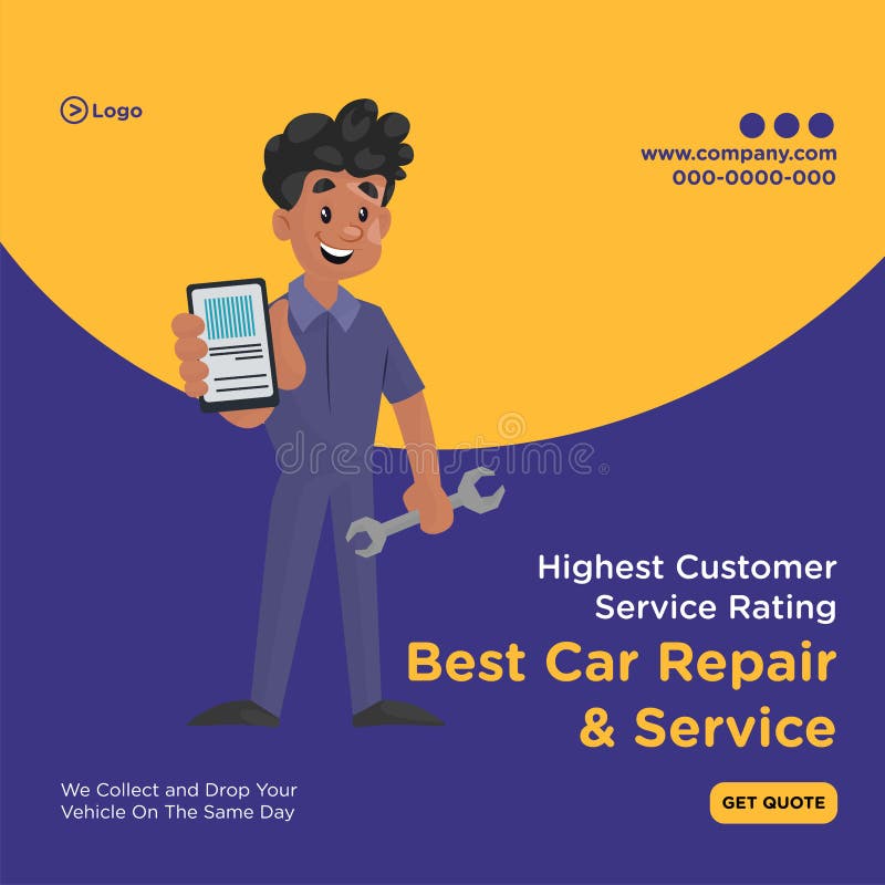 Banner Design of Two Wheeler Repair Services Stock Vector ...