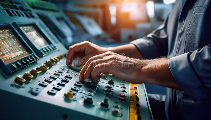 Expert Operator Managing Advanced Machinery in Stock Photo - Image of ...