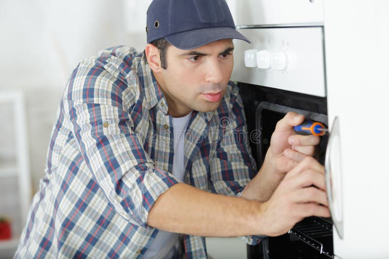 Expert Panel Fixing Kitchen Oven Stock Image - Image of oven, service ...