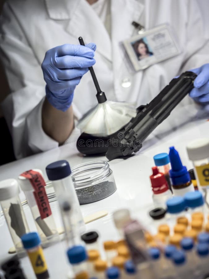 Expert Police Takes Samples in Scientific Laboratory Stock Image ...