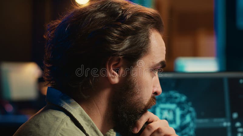 It Expert Programming To Upgrade AI Brain, Close Up on Face Expressions ...