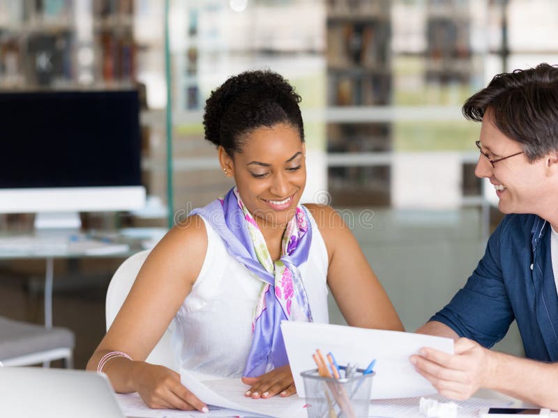 Expert is Ready To Help Her with Her Work Stock Image - Image of person ...