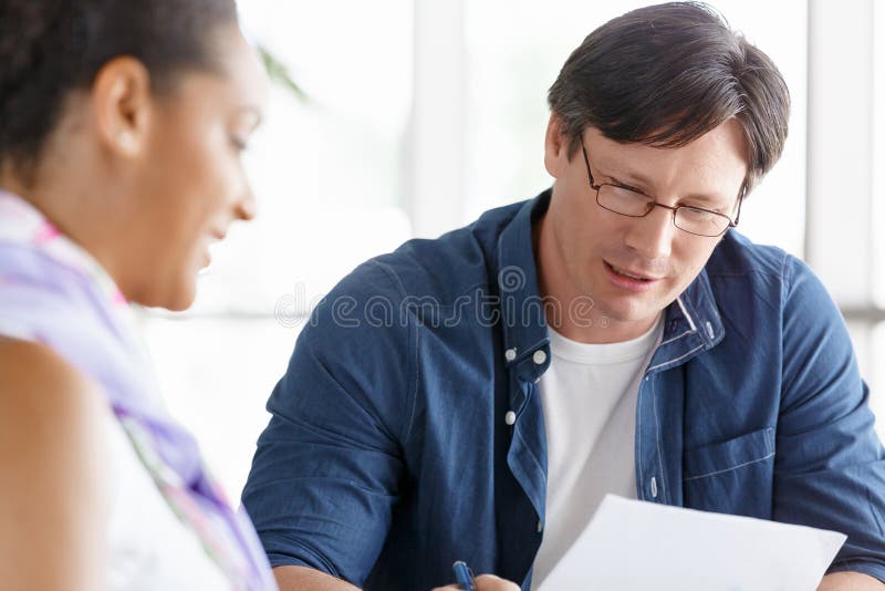 Expert is Ready To Help Her with Her Work Stock Image - Image of office ...