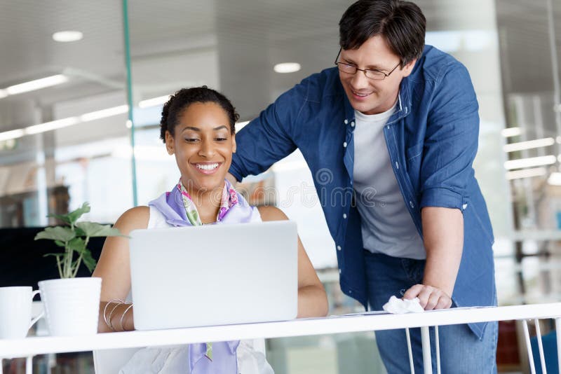 Expert is Ready To Help Her with Her Work Stock Image - Image of help ...
