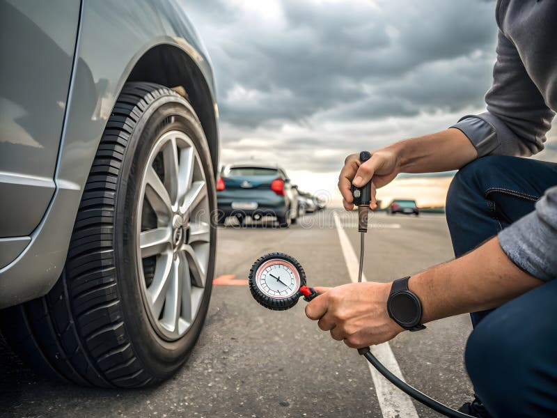 An Expert is Replacing a Car Tire or Checking for a Faulty Tire or Lack ...