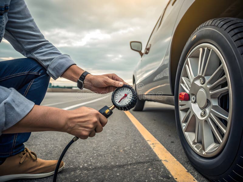 An Expert is Replacing a Car Tire or Checking for a Faulty Tire or Lack ...