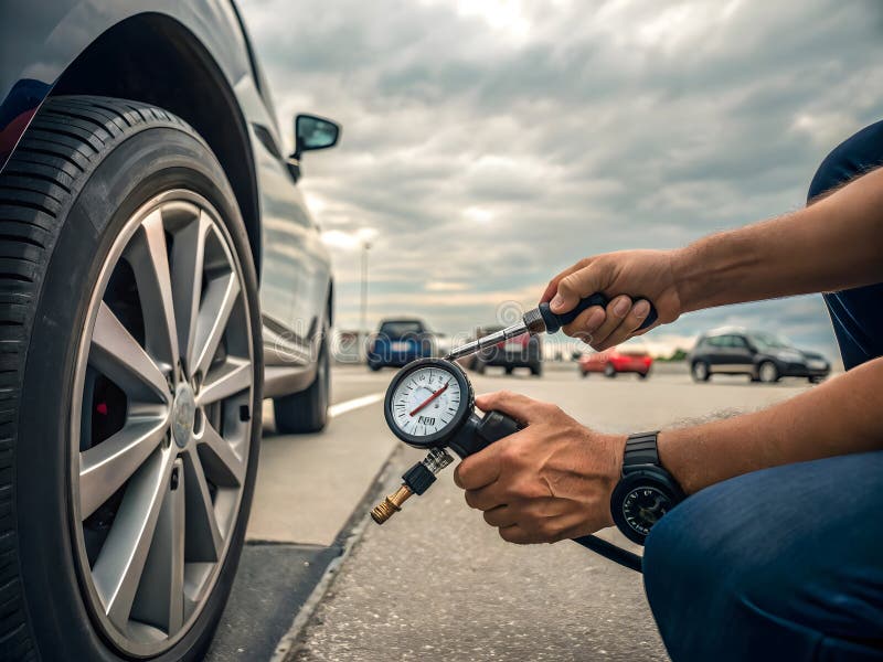 An Expert is Replacing a Car Tire or Checking for a Faulty Tire or Lack ...