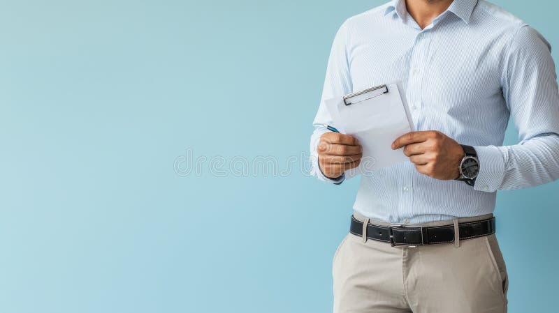 An Expert Reviewing Data Trends in a Report, with Statistical Graphs ...