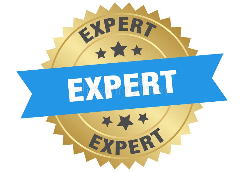 Expert. Expert Round Blue and Gold Label Isolated on Transparent ...