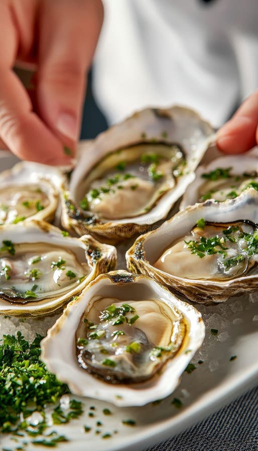 Expert Seafood Chef Skillfully Prepares Fresh Oysters in a Bustling ...