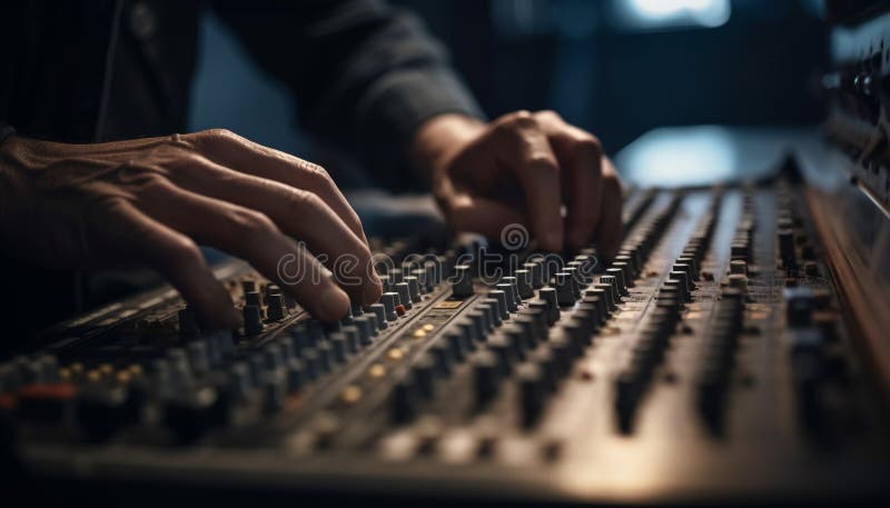 Expert Sound Engineer Mixing Music in Studio Generated by AI Stock ...