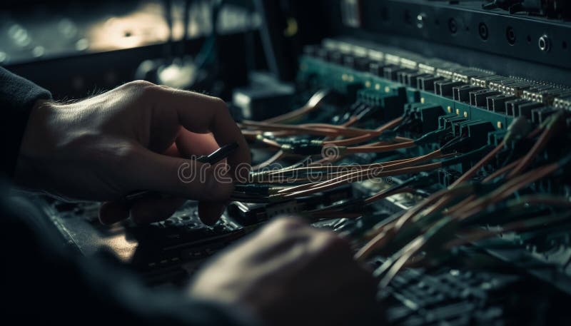 Expert Technician Installing Computer Equipment for Global ...