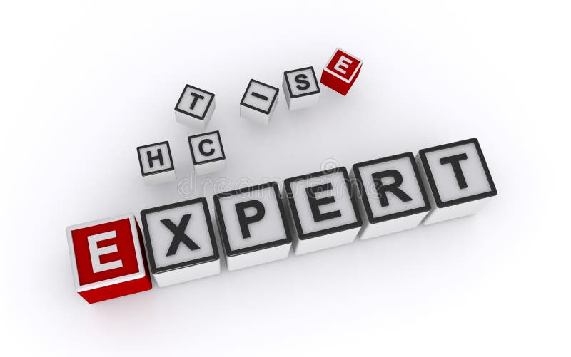 Expert word block on white stock illustration. Illustration of expert ...