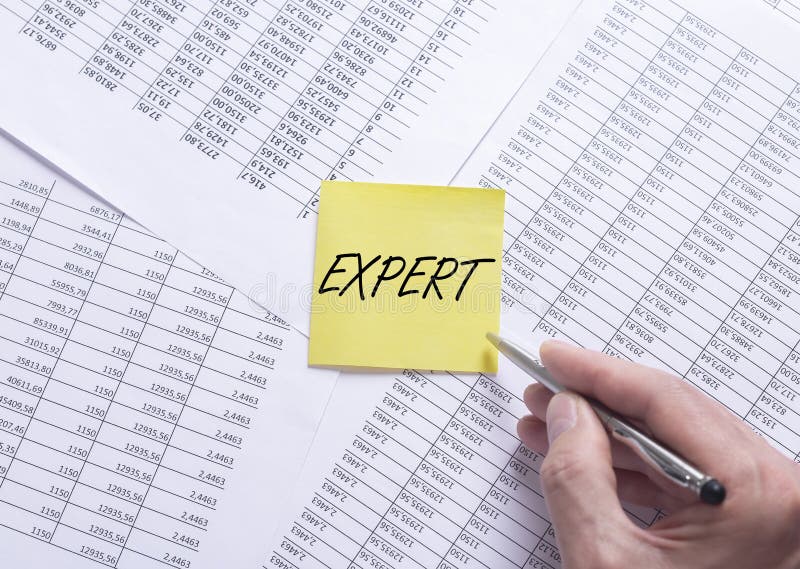 Expert Word Written on Yellow Paper on Table Full of Documents Stock ...