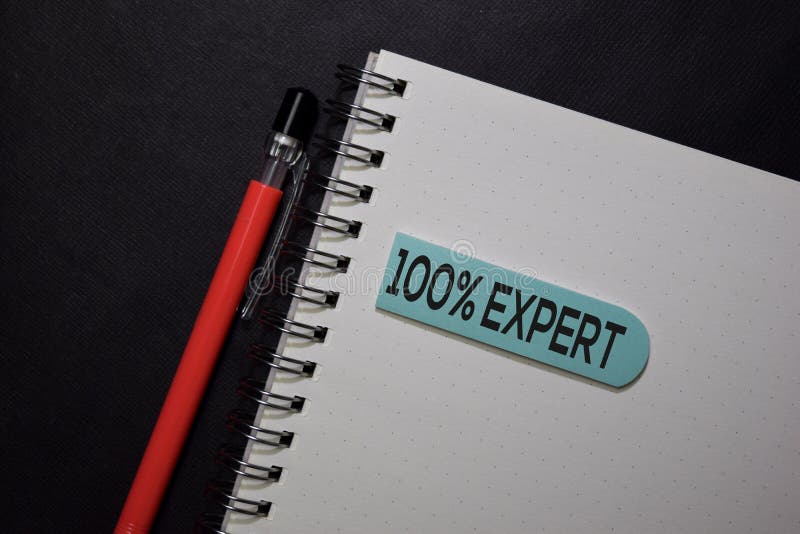 100 Expert Write on Sticky Note Isolated on Black Table Stock Image ...