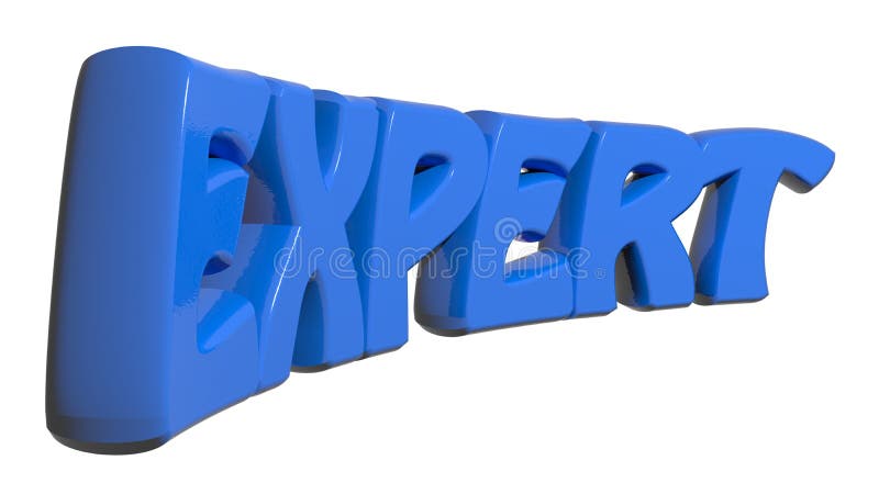 EXPERT Written with Blue 3D Letters - 3D Rendering Stock Illustration ...