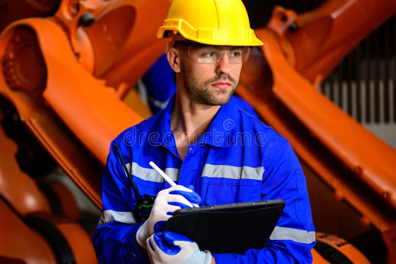 Expertise Technicians Workers Working at Industrial Plant Stock Image ...
