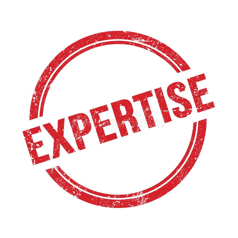 EXPERTISE Text Written on Red Grungy Round Stamp Stock Illustration ...