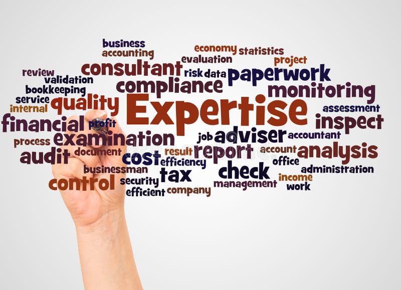 Expertise Word Cloud and Hand with Marker Concept Stock Photo - Image ...