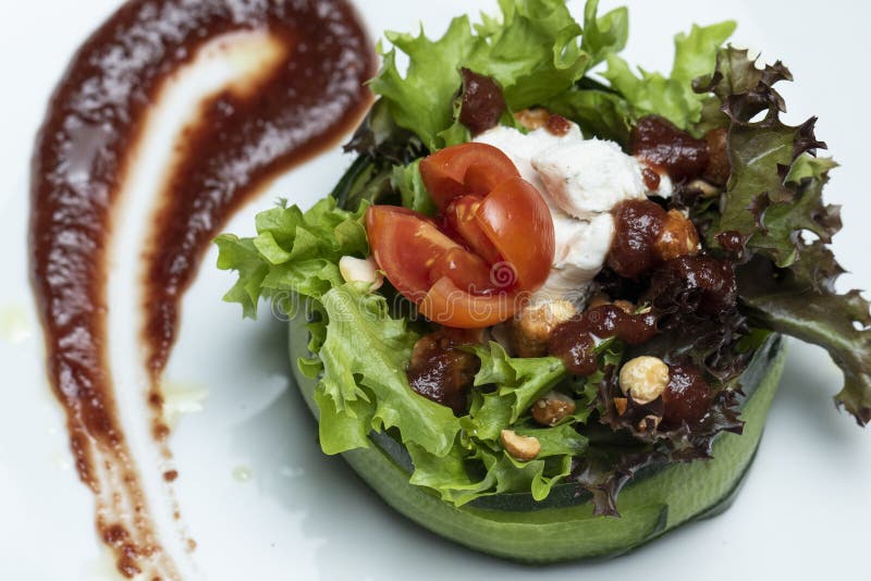 Expertly made salad stock image. Image of fancy, circle - 226540839