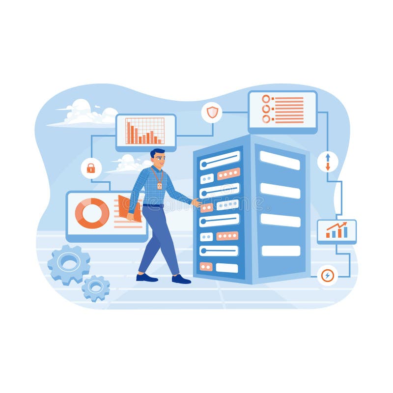 It Experts Check and Maintain the Server Room. Business Data is Stored ...