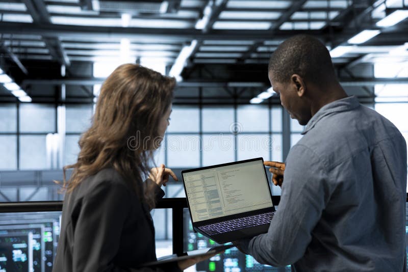 It Experts Using Programming Language On Notebook In Server Hub Stock