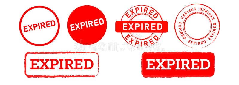 Expired Red Rectangle and Circle Stamp Logo Label Sticker Sign ...