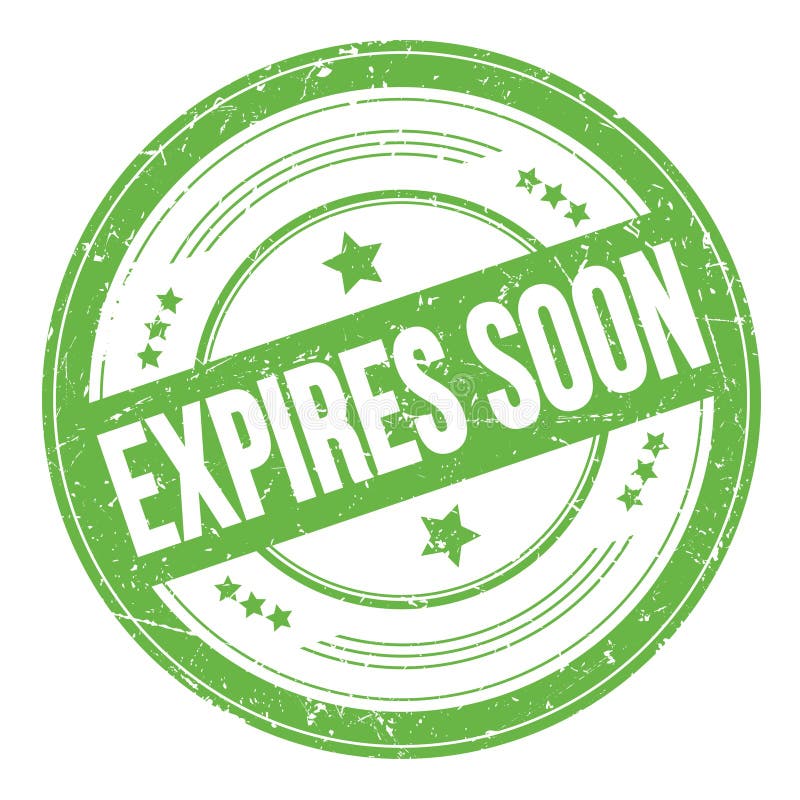 EXPIRES SOON Text on Green Round Grungy Stamp Stock Illustration ...