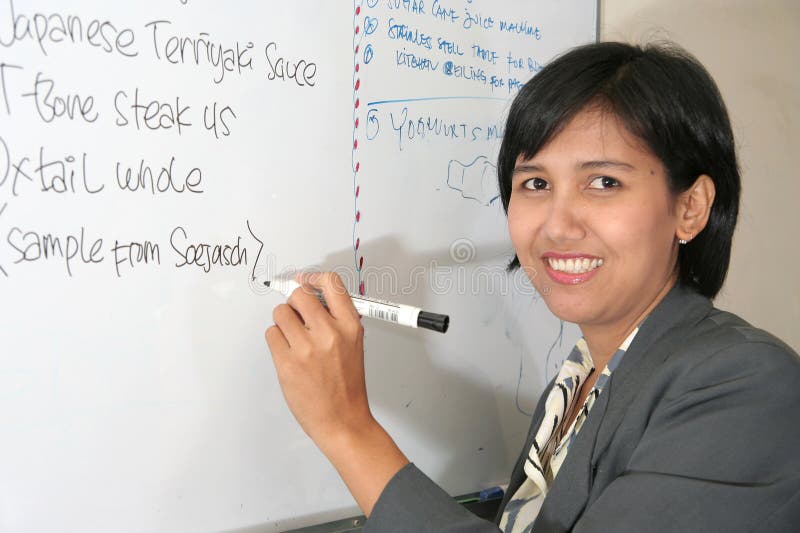 Explain on white board stock photo. Image of female, presentation - 6434564