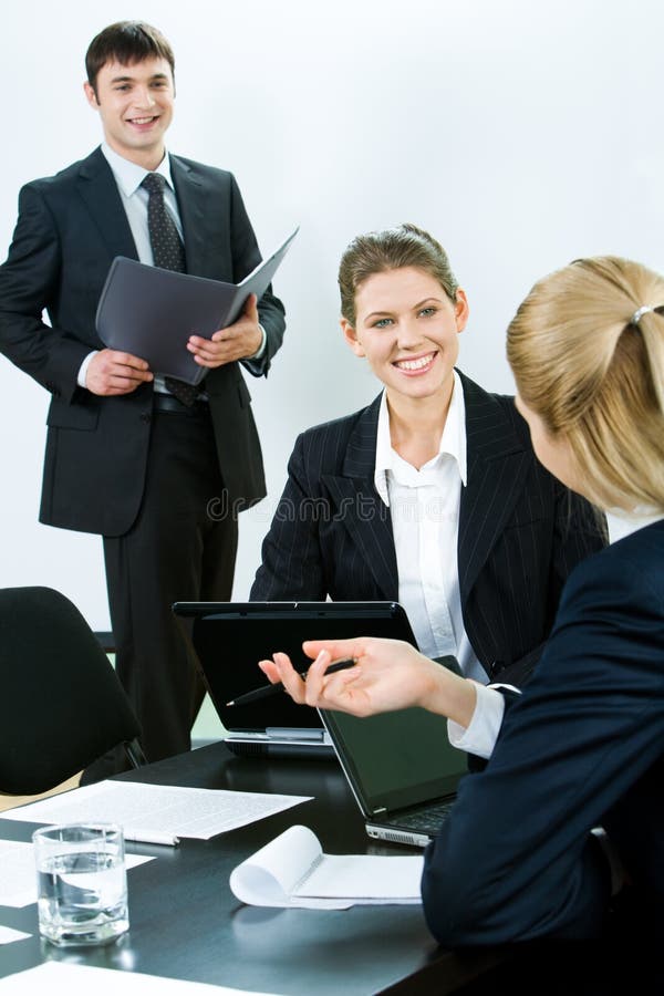 Explaining business point stock image. Image of office - 5175385