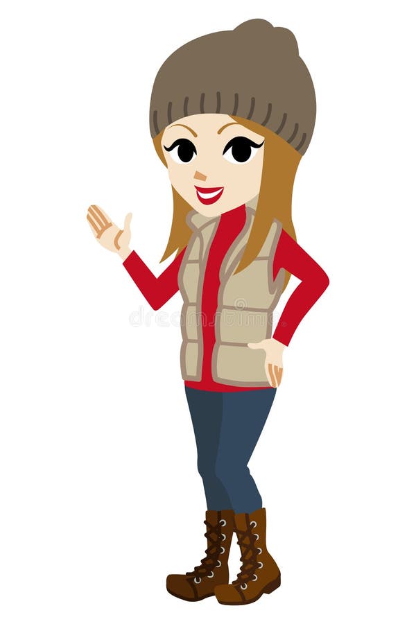 Explaining Casual Winter Fashioned Girl Stock Vector - Illustration of ...