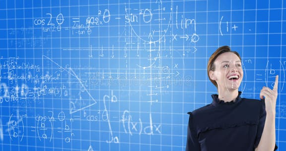 Explaining Complex Mathematical Equations, Woman Using Virtual Board in ...