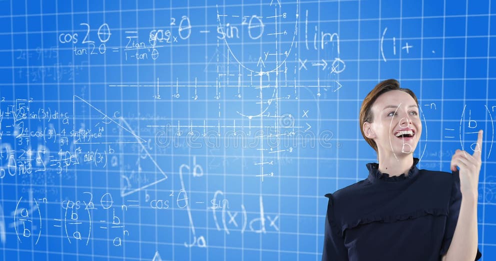 Explaining Complex Mathematical Equations, Woman Using Virtual Board in ...