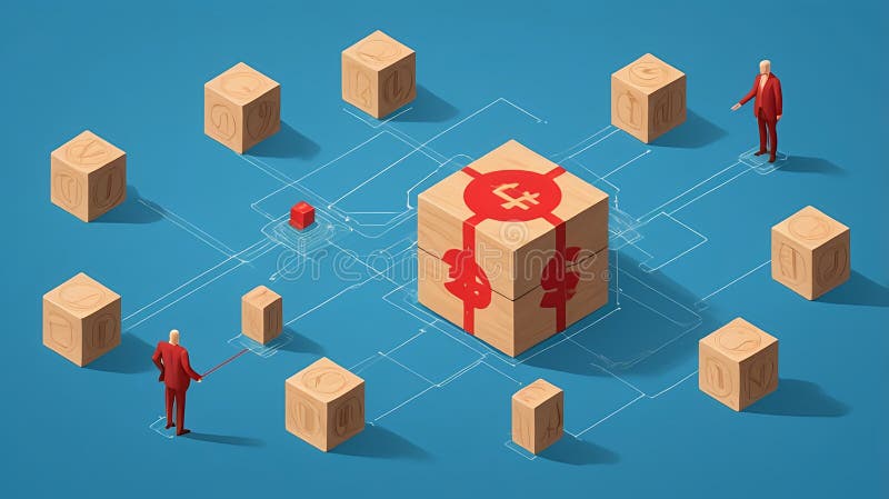 Explaining Financial Concept Using Wood Block Illustration Stock ...