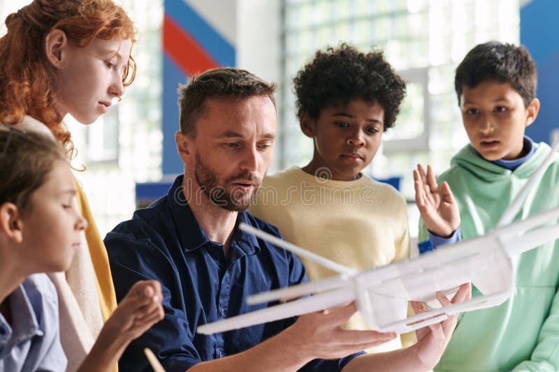 Explaining How To Assemble Plane Model Stock Photo - Image of boys ...